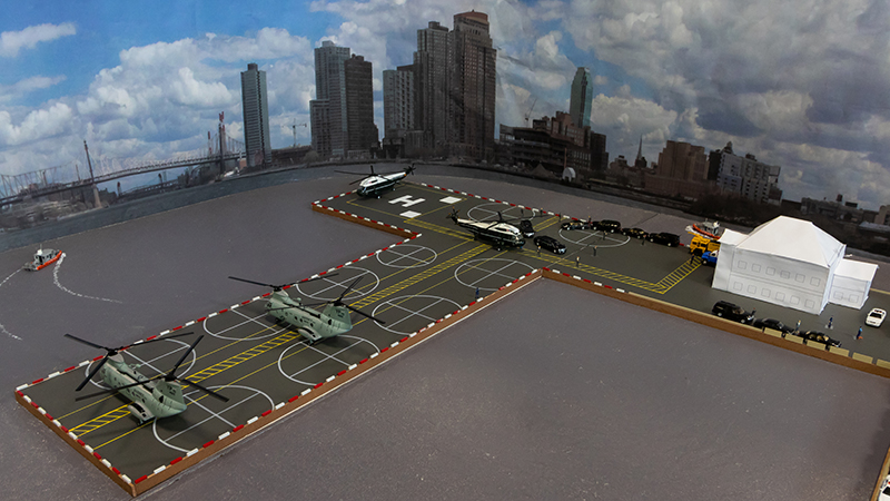 Marine 1 At Manhattan Wall Street Heliport - By Glenn Williams